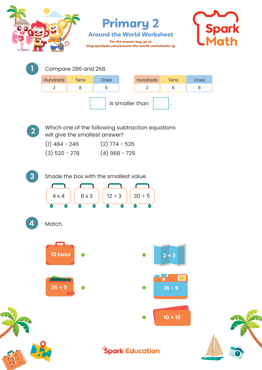 Spark Education Free Travel Primary 2 Math Worksheets